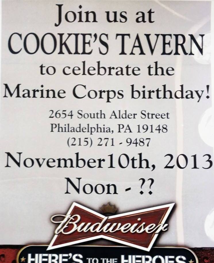 Cookies Tavern – USMC Birthday – Tuns Tavern | Patriot Connections